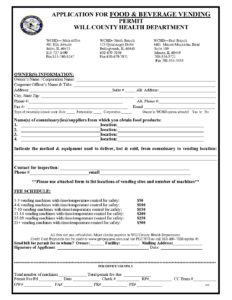 Vending machine application 2018 | Will County Health Department