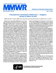 CDC MMWR Presymptomatic Transmission of COVID-19 | Will County Health ...