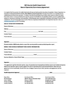 Commissary Agreement 2021 | Will County Health Department